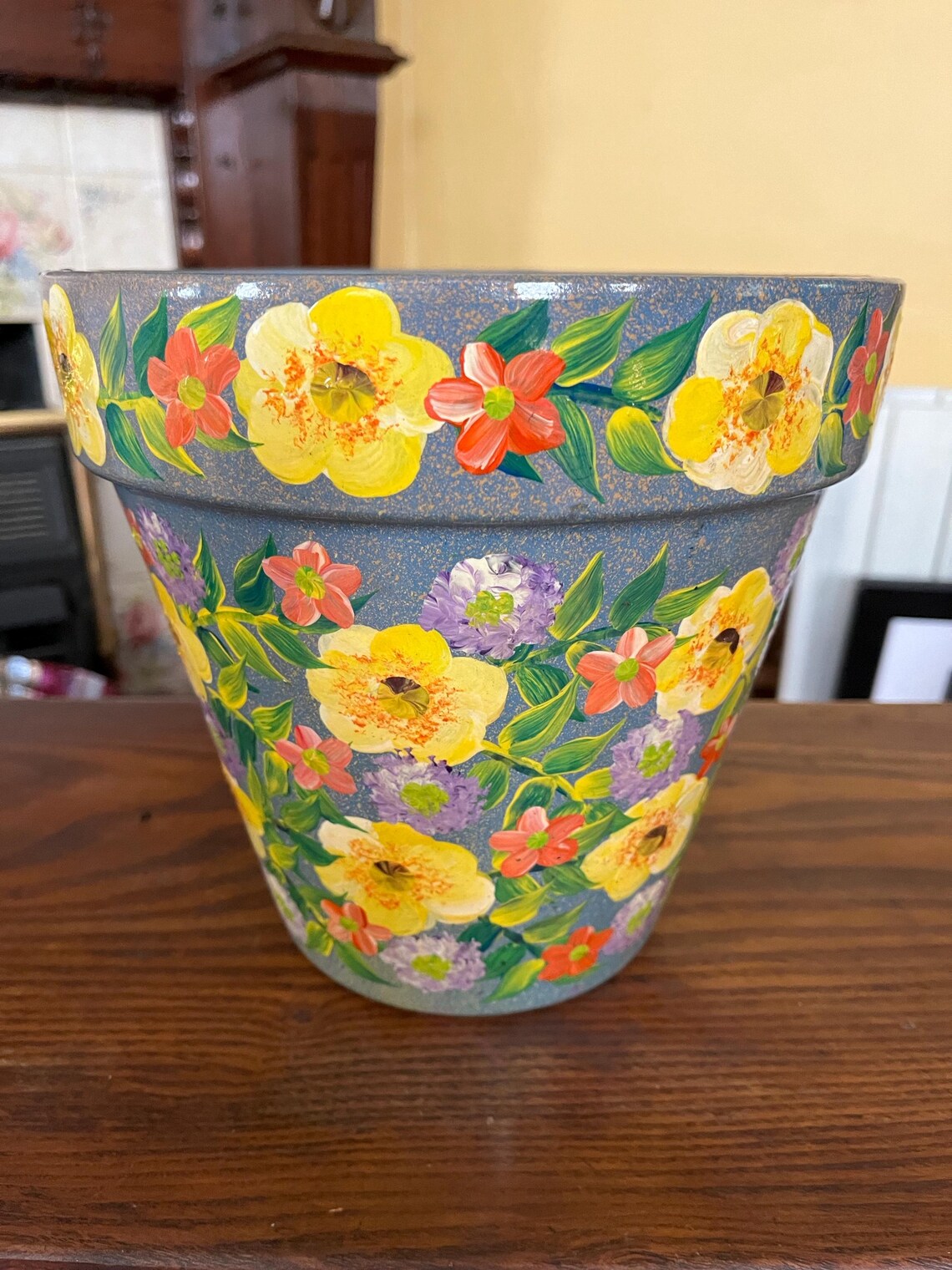 Hand-painted Pot, Painted Red Clay Pot, Painted Terra-cotta Pot, Hand ...