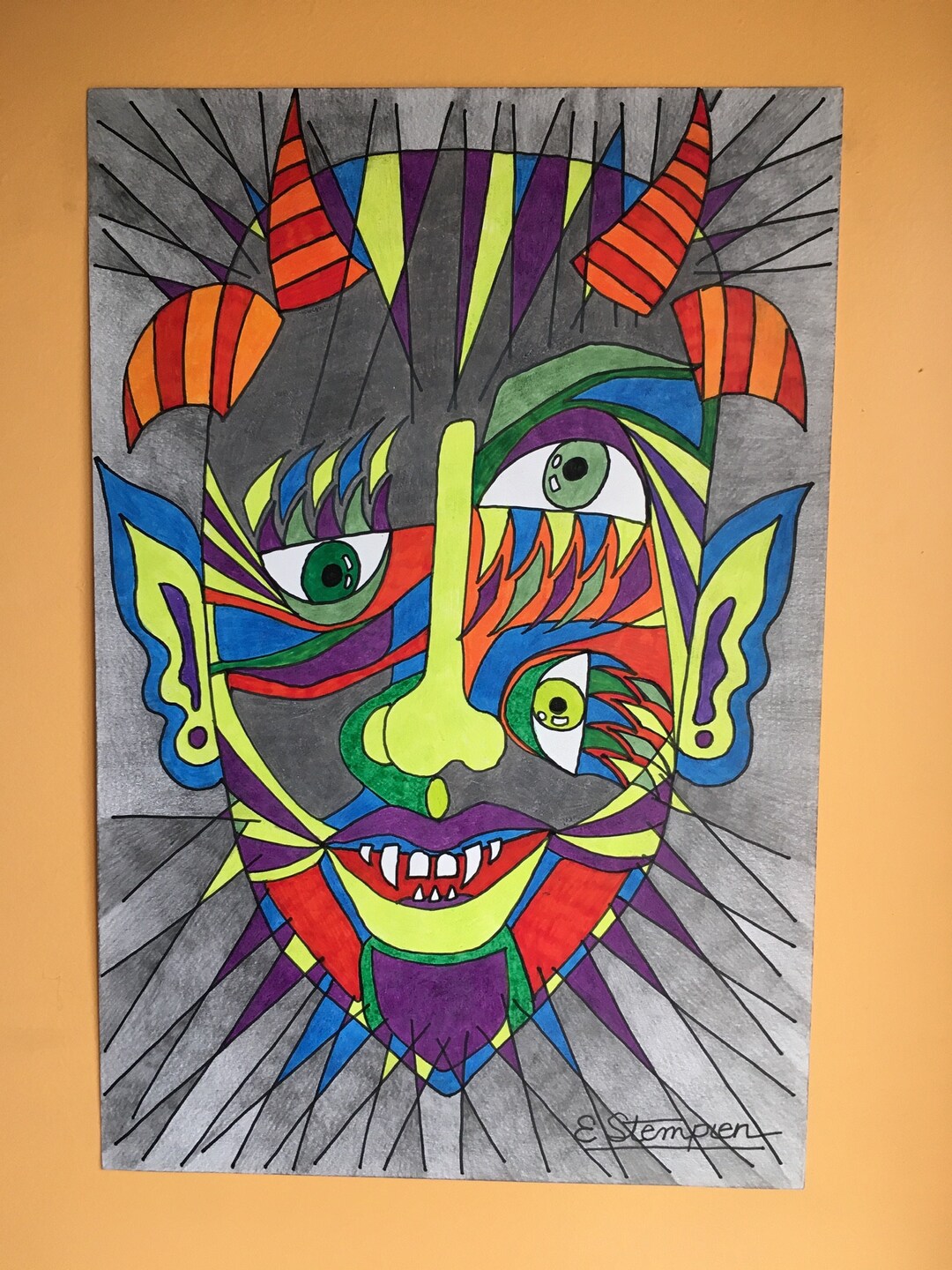 Devil Drawing, Demonic Drawing, Devil Face Drawing, Expressionistic ...