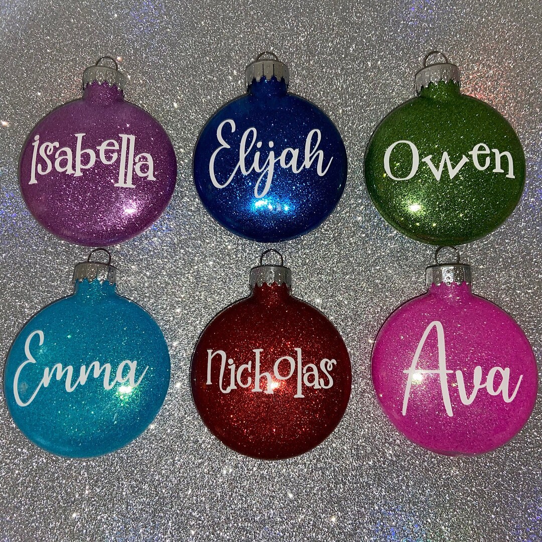 Custom Name Ornament - Glitter Ornament - Personal Gift - Personalized ...