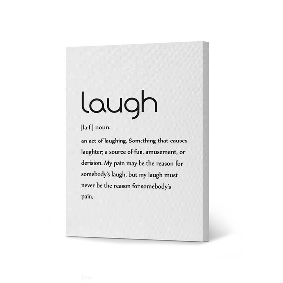 Noun Dictionary Definition of Laugh Funny Quote Saying Canvas | Etsy