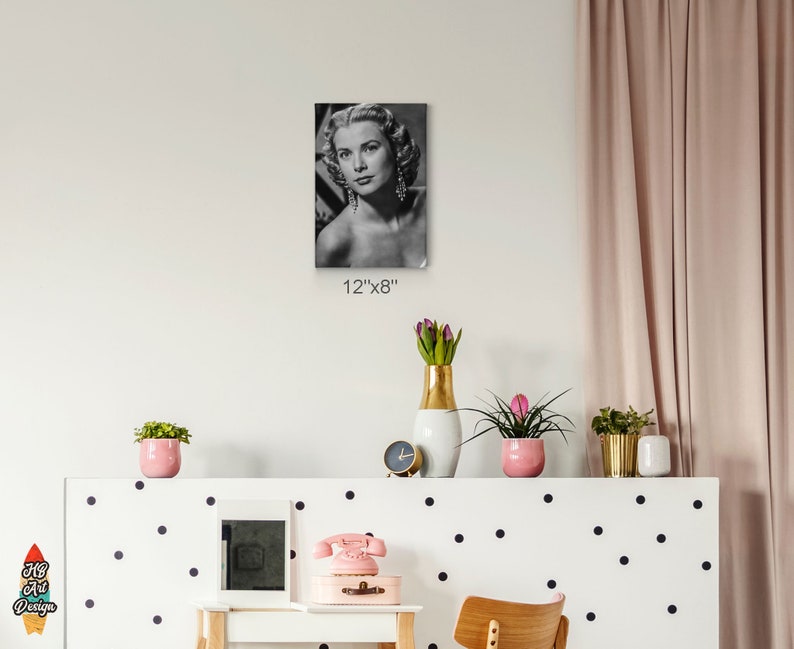 Pretty Look of Grace Kelly Black and White Iconic Wall Art - Etsy