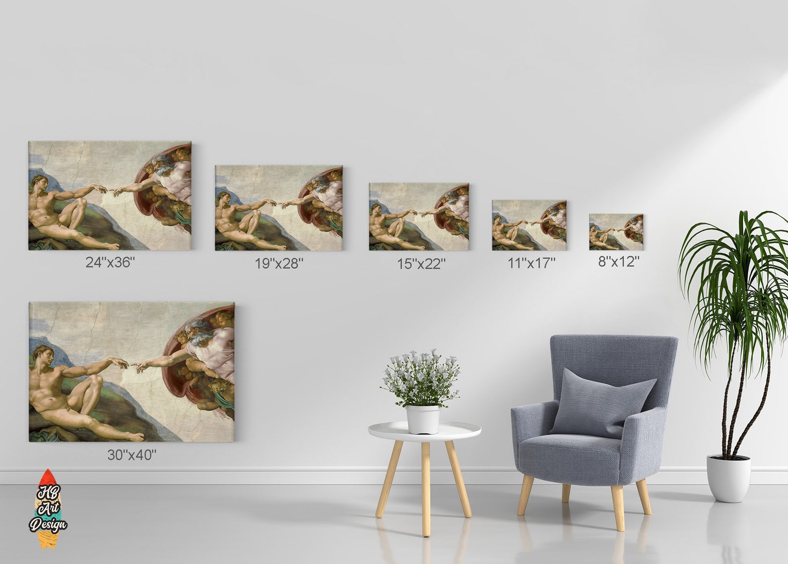 The Creation of Adam by Michelangelo Canvas Wall Art Print Renaissance ...