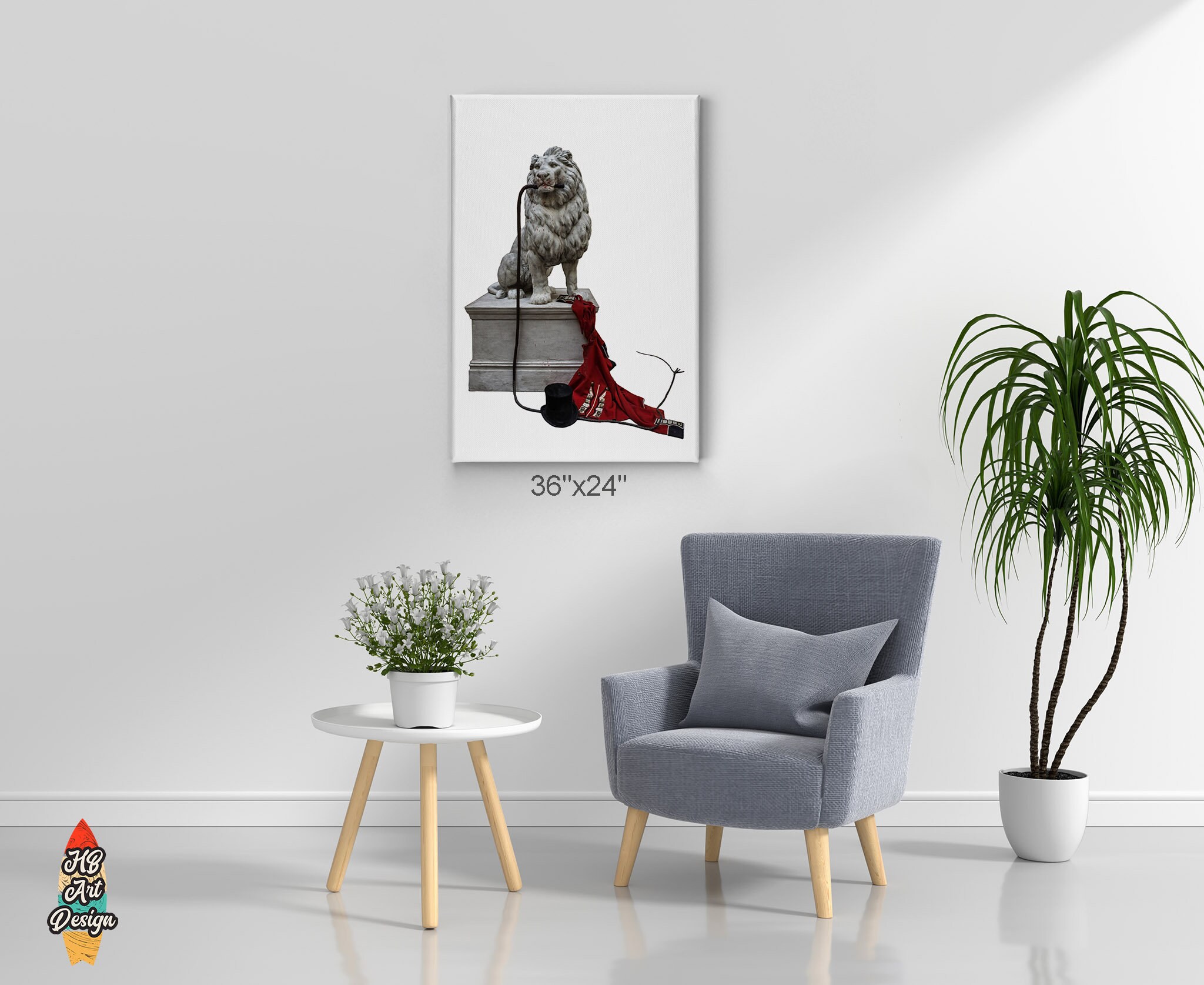 Banksy Wall Art Canvas Print Ex Lion Tamer Statue Artwork Living Room ...
