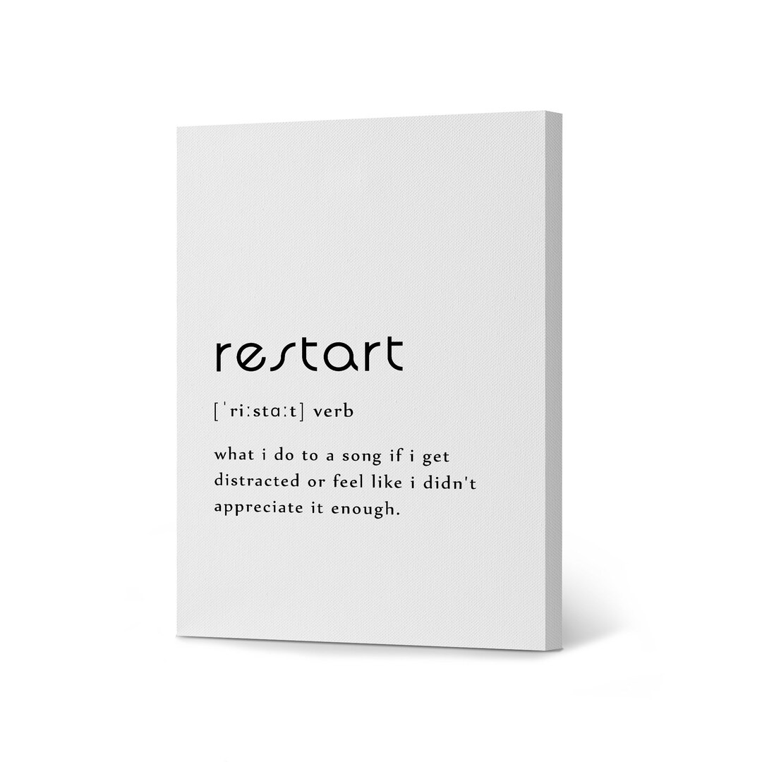 Verb Dictionary Restart Funny Definition Canvas Print Wall Art Office ...