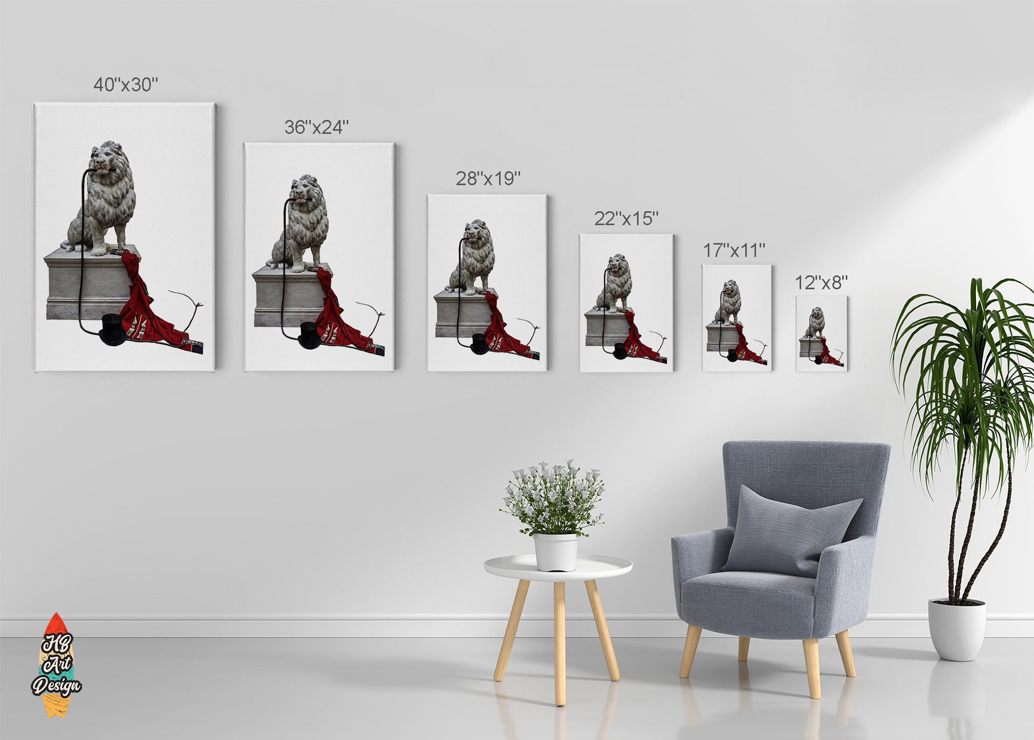 Banksy Wall Art Canvas Print Ex Lion Tamer Statue Artwork Living Room ...