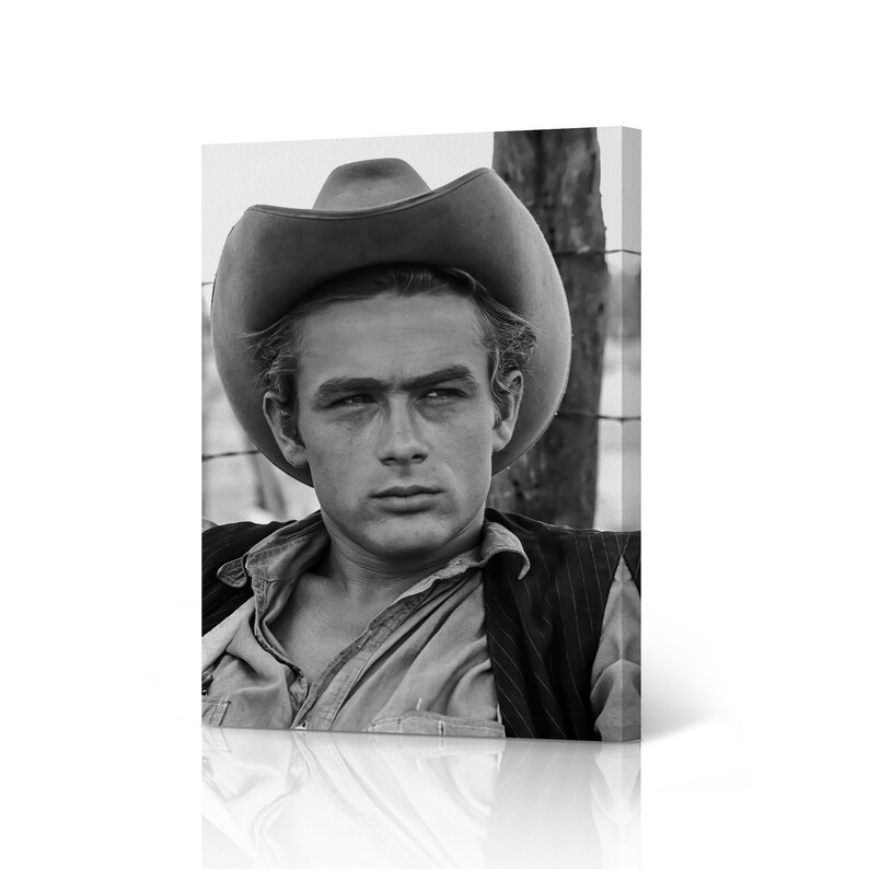 James Dean With Cowboy Hat Black and White Iconic Wall Art Canvas Print ...