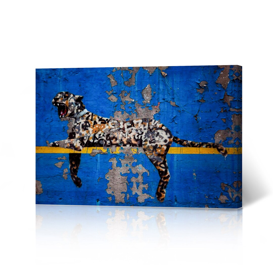 Banksy Wall Art Canvas Print Tiger Graffiti NYC USA Artwork Living Room ...