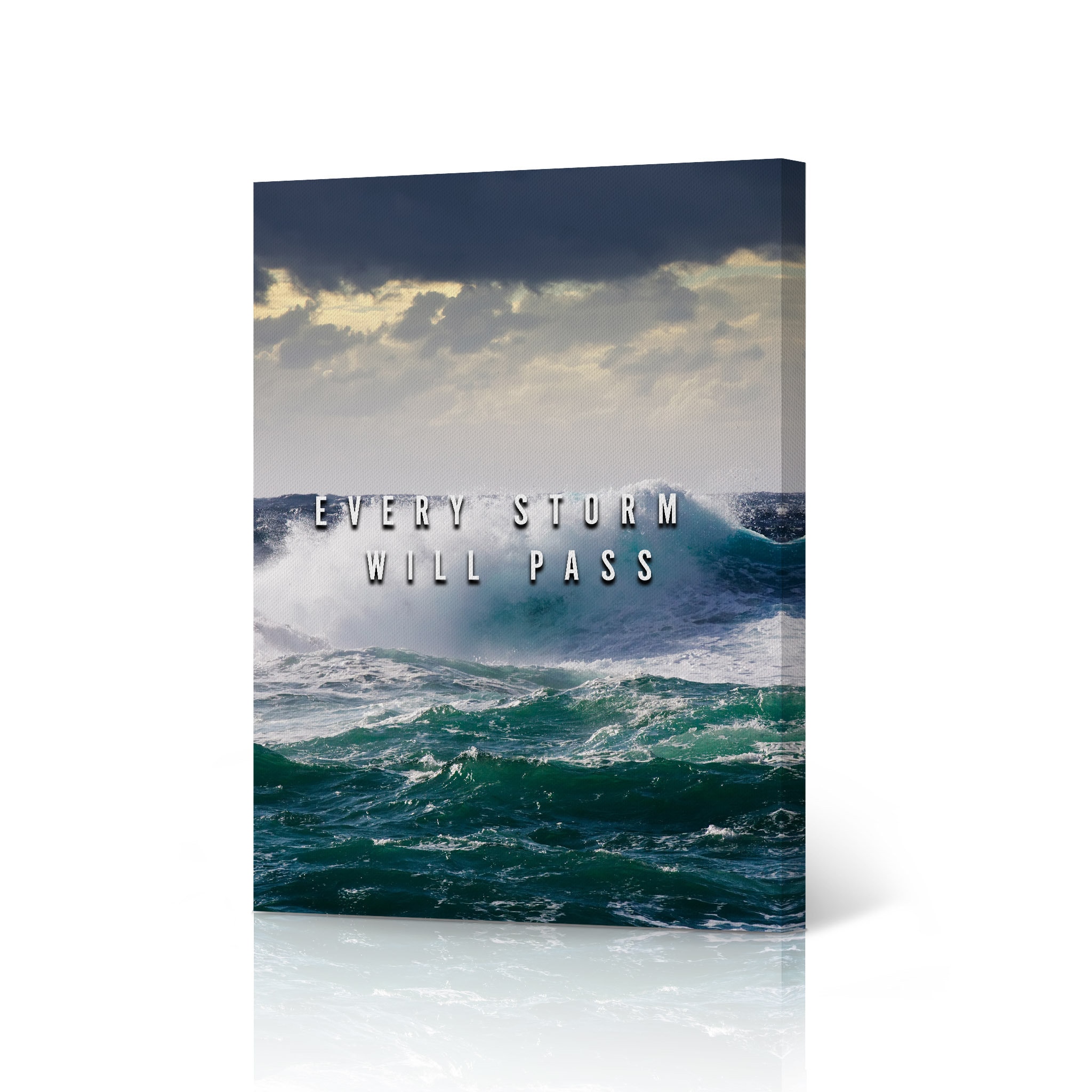 Every Storm Will Pass Ocean Waves Lettering Quote Canvas Wall | Etsy