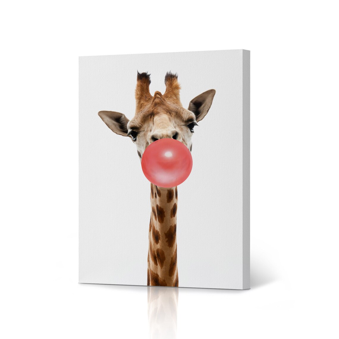 Giraffe Blowing Red Bubble Gum Pop Art Animal Canvas Wall Art | Etsy
