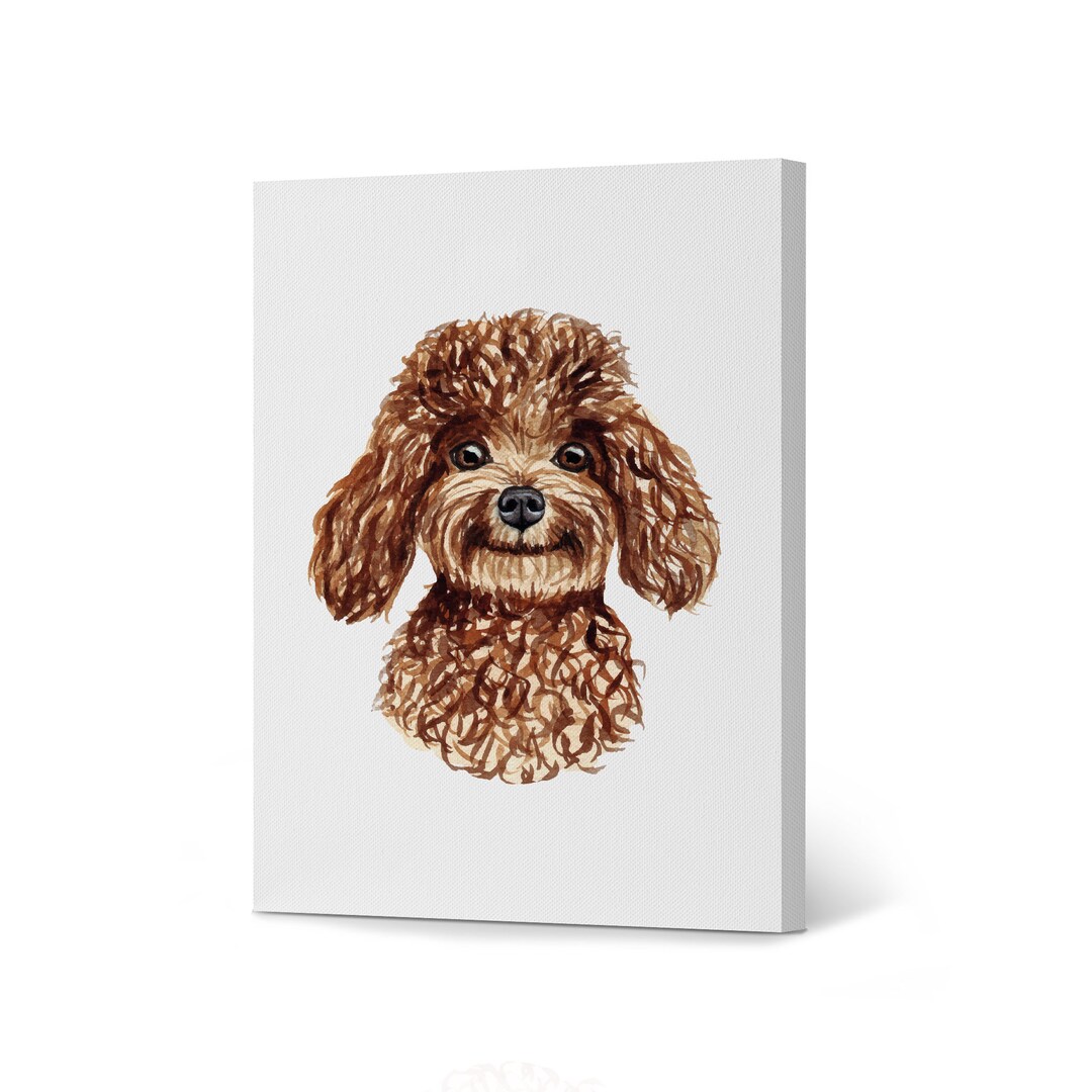 Poodle Puppy Dog Watercolor Paint Pet Animal Canvas Wall Art Print ...