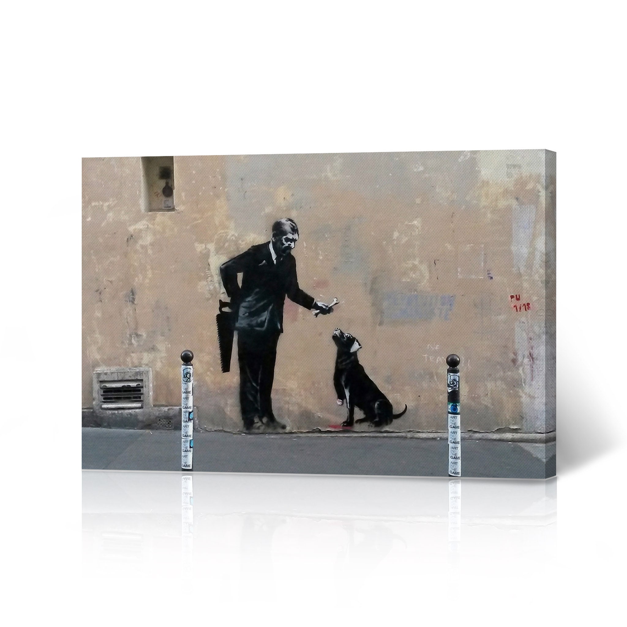 Banksy Wall Art Canvas Print Man Dog Graffiti Paris France Artwork ...
