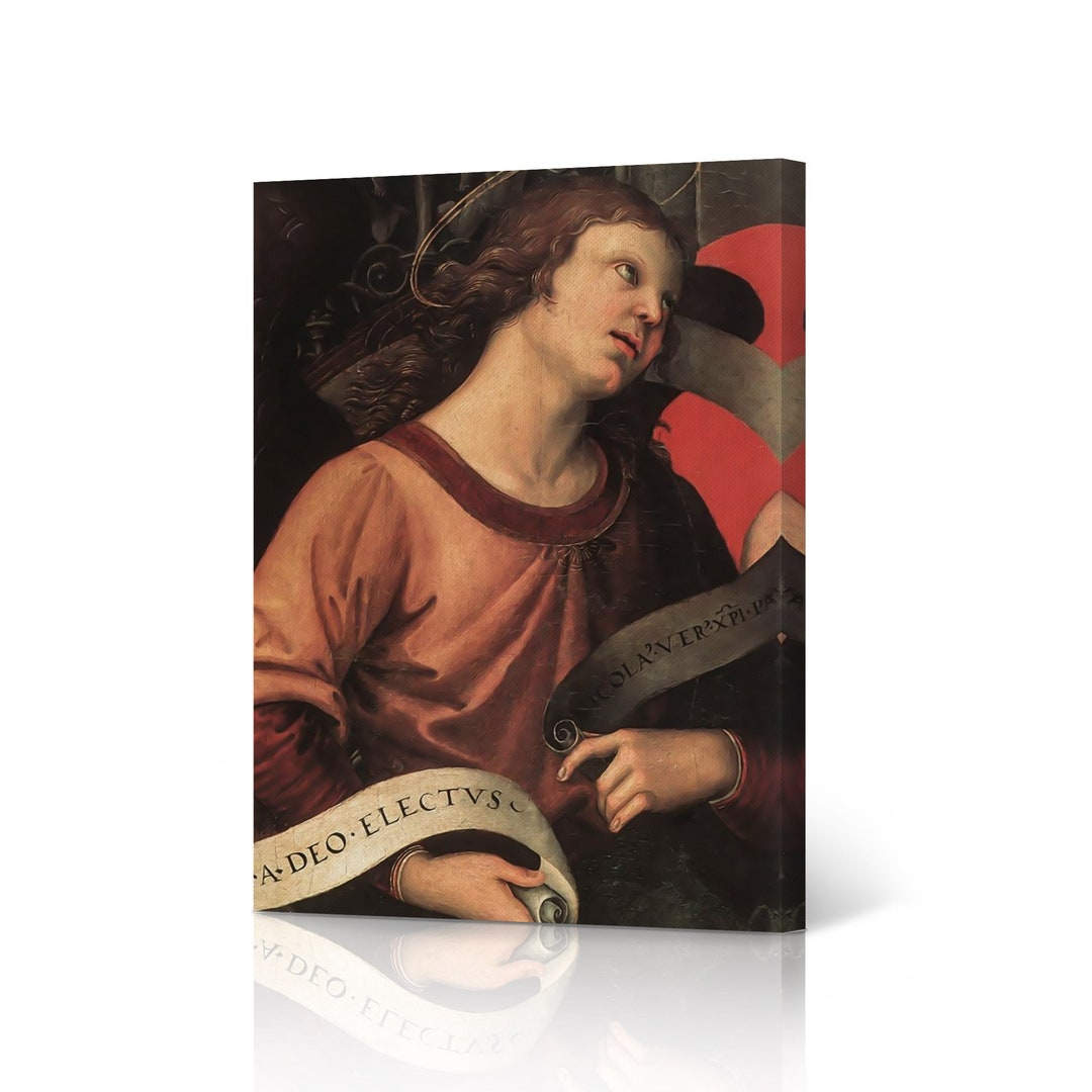Angel Holding a Scroll by Raphael Art Canvas Wall Art Print Renaissance ...