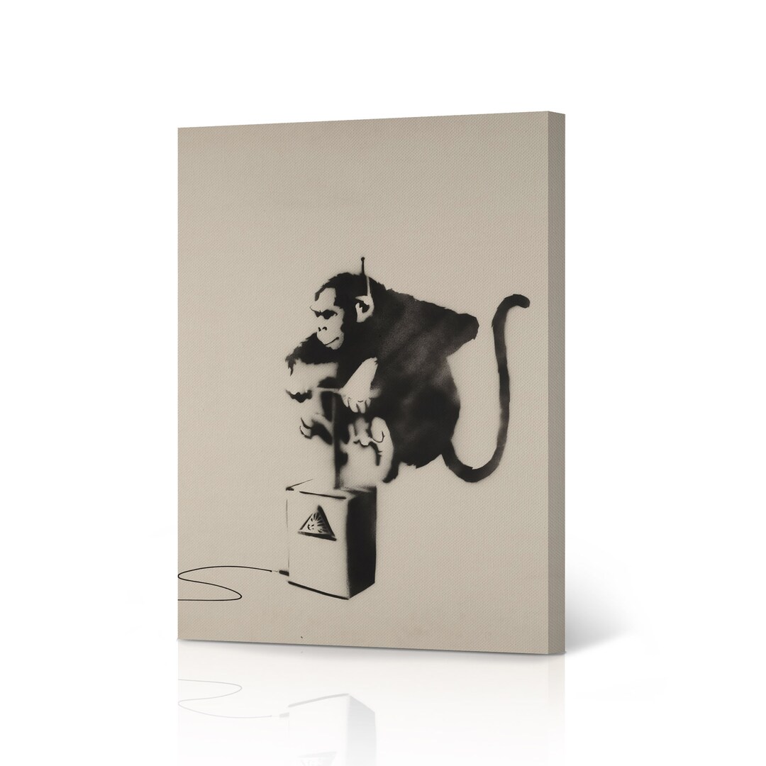 Detonator Monkey Street Art Painting Mural Graffiti Banksy Canvas Wall ...
