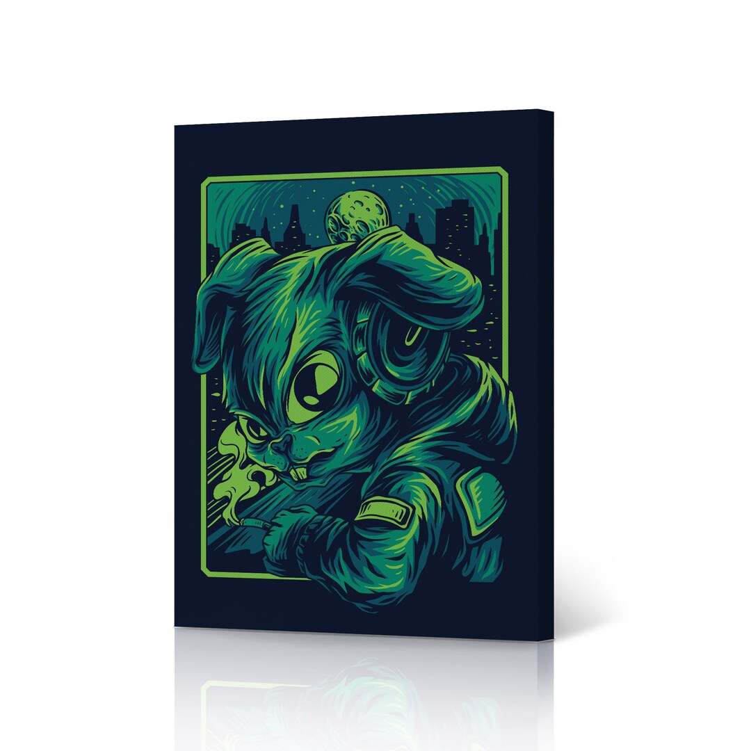 Rabbit Smoking Marijuana Joint Psychedelic Smoke Weed Canvas Wall Art ...