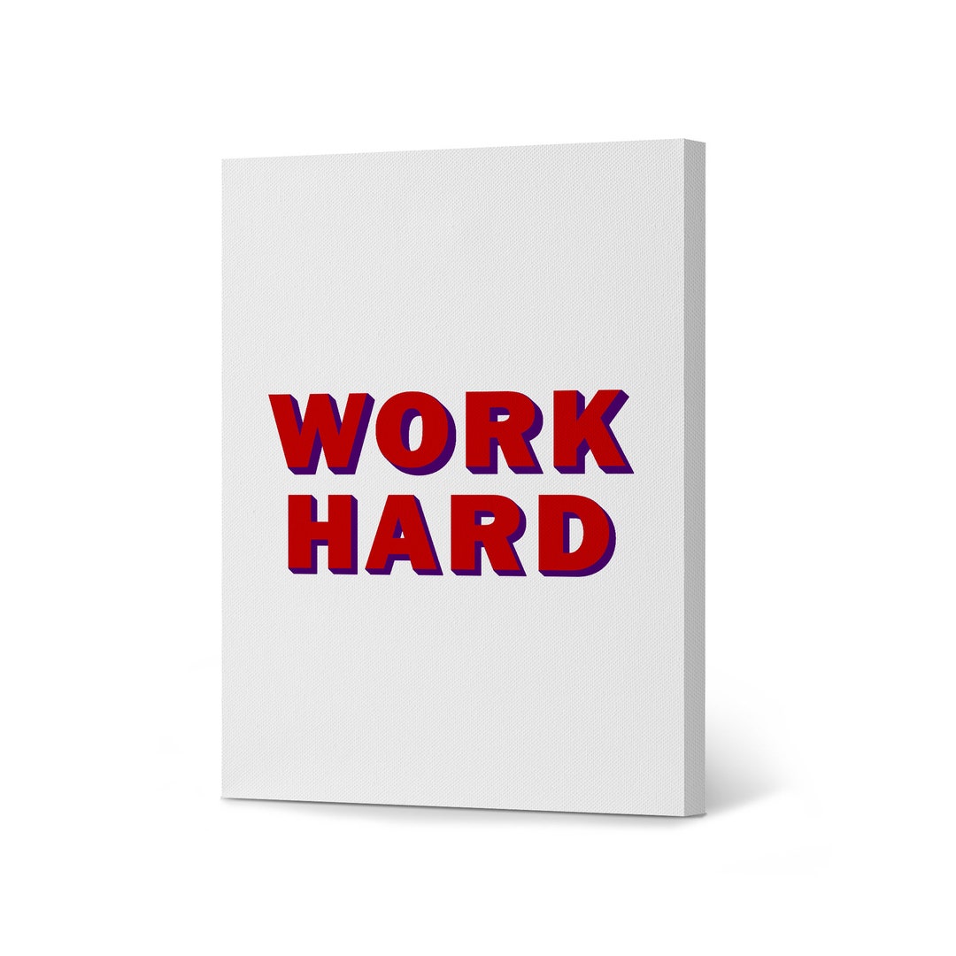 Work Hard Motivational Lettering Red Quote Canvas Wall Art Print ...