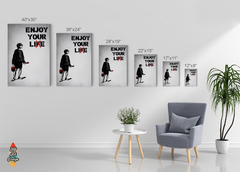 Enjoy Your Life Street Art Painting Mural Graffiti Banksy Canvas Wall ...