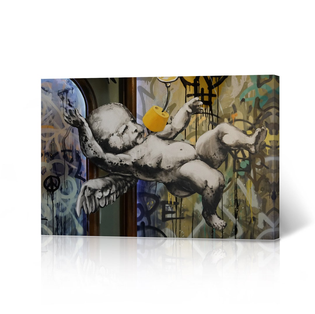 Angels in Gas Masks Street Art Painting Mural Graffiti Banksy Canvas ...