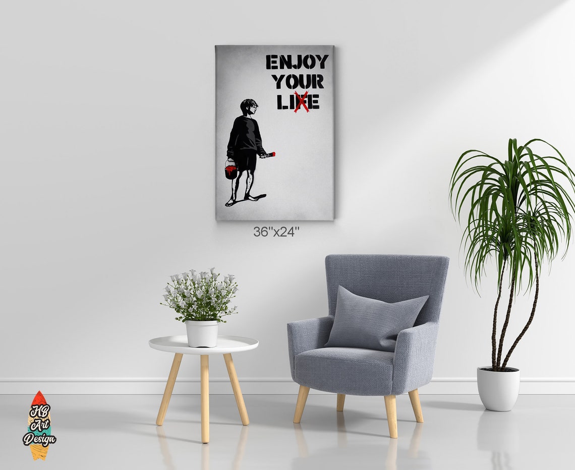 Enjoy Your Life Street Art Painting Mural Graffiti Banksy Canvas Wall ...