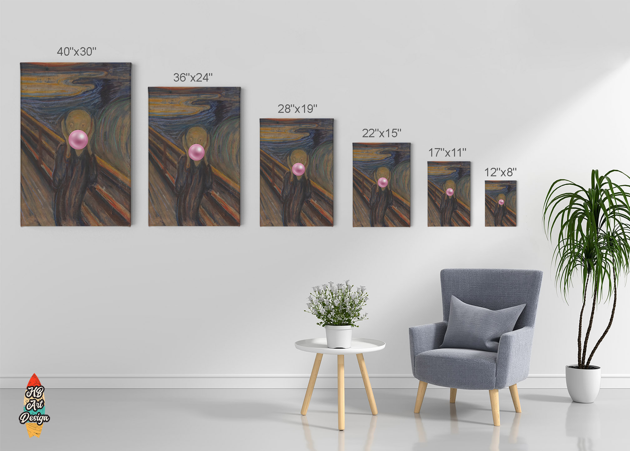 Edvard Munch Masterpiece, the Scream Pink Bubble Gum Masterpiece Canvas ...