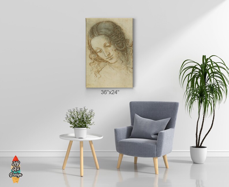 Head of Leda by Leonardo Da Vinci Canvas Wall Art Print Renaissance ...