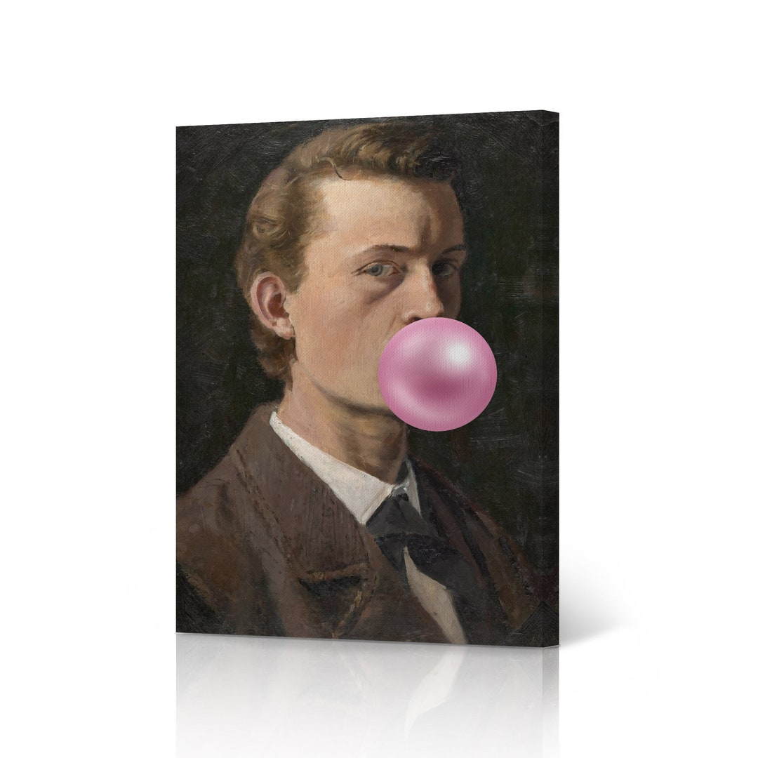 Edvard Munch Self Portrait Pink Bubble Gum Masterpiece Canvas Print ...