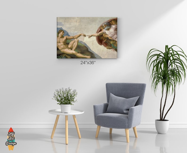 The Creation of Adam by Michelangelo Canvas Wall Art Print - Etsy