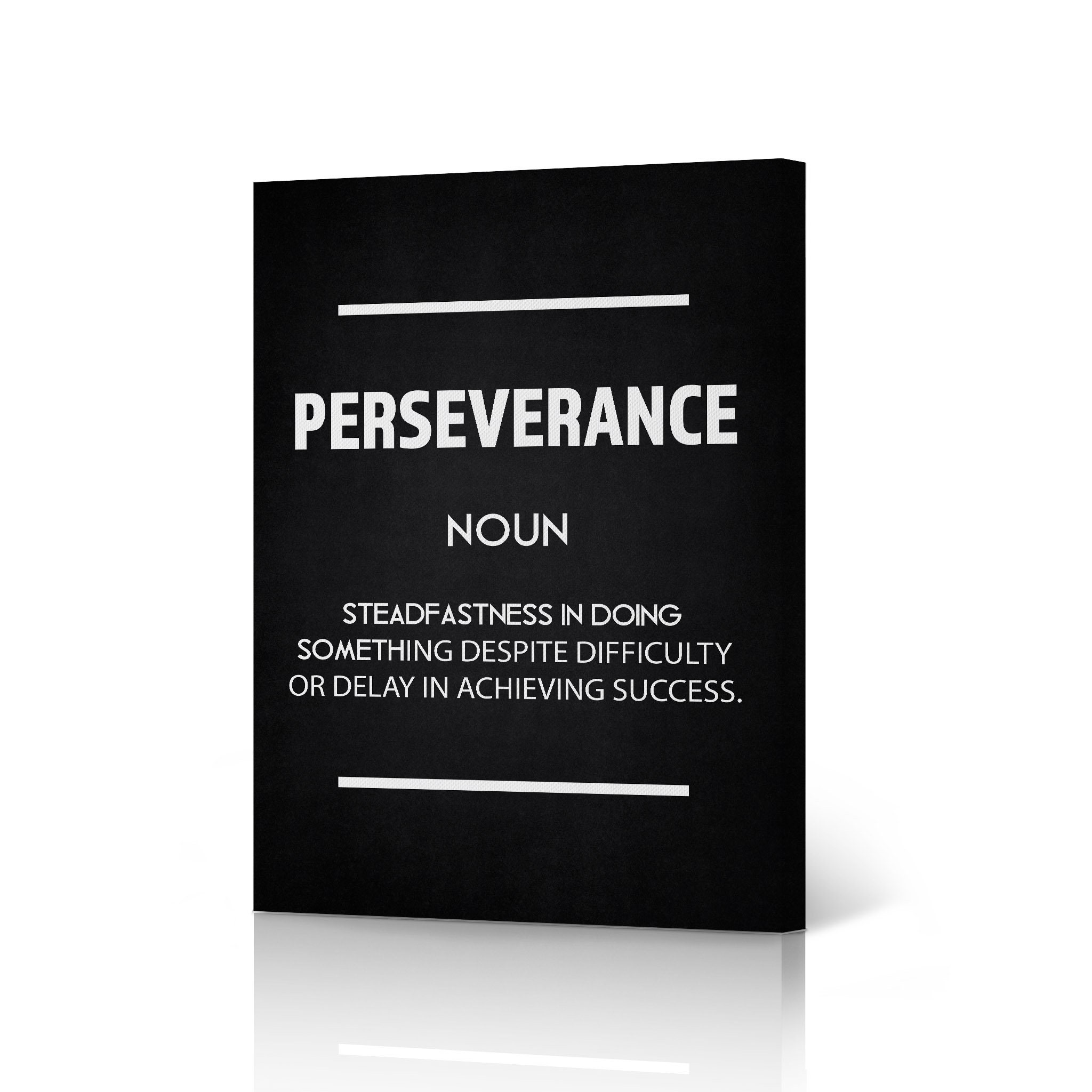 Perseverance Definition Black and White Lettering Canvas Wall Art Print ...