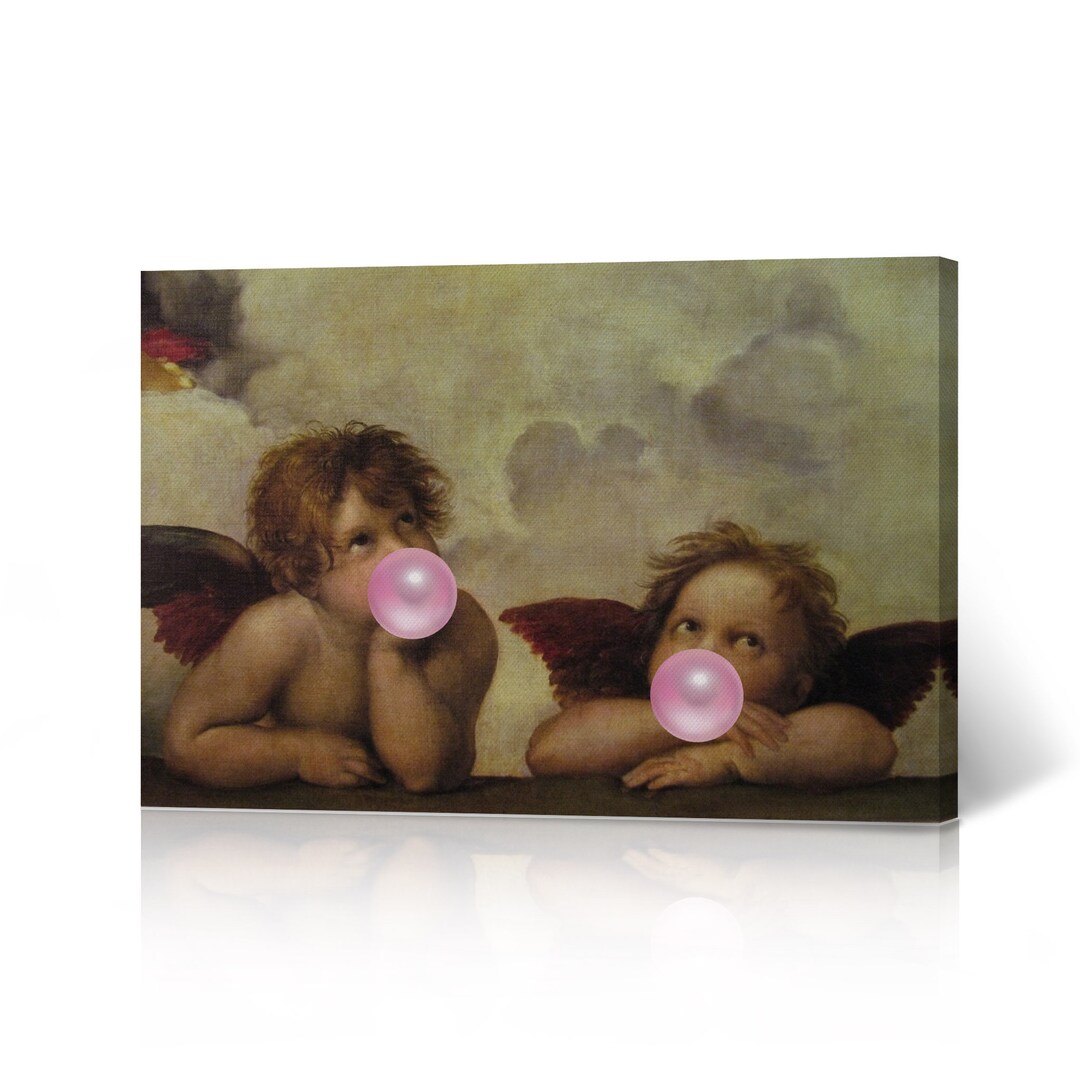 Raphael the Sistine Madonna Detail Putti Pink Bubble Gum Art - Etsy