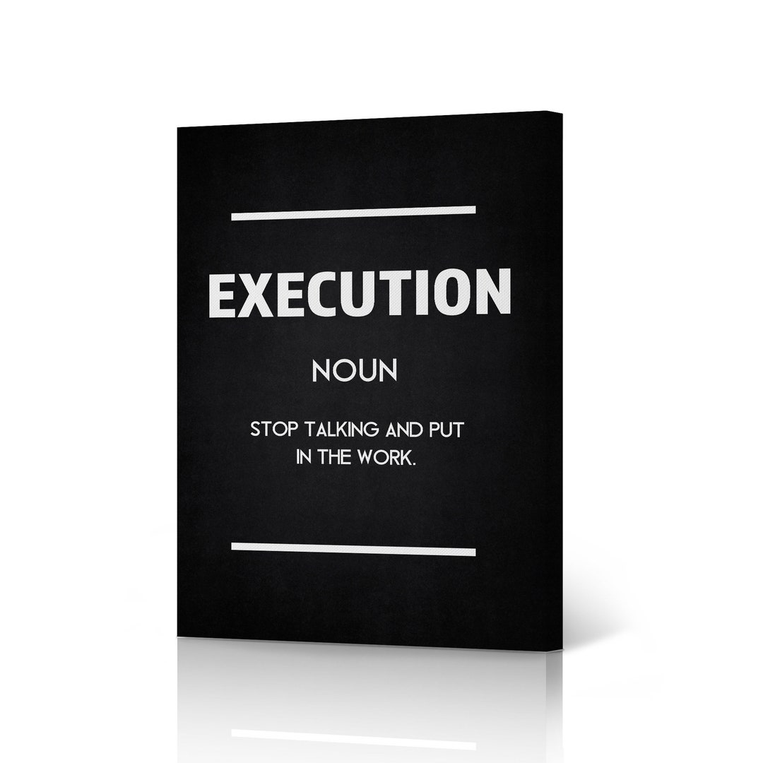 Execution Definition Black and White Lettering Canvas Wall Art Print ...