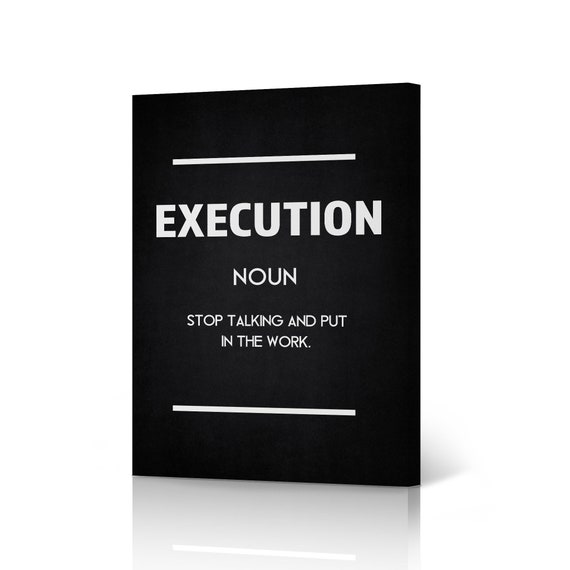 Execution Definition Black and White Lettering Canvas Wall Art | Etsy