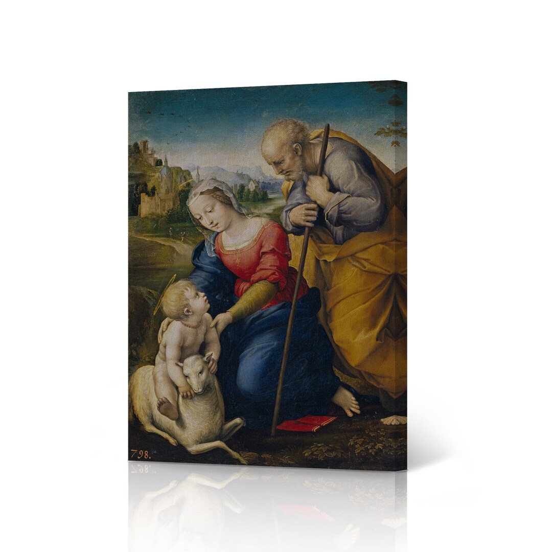 The Holy Family With a Lamb by Raphael Art Canvas Wall Art Print ...