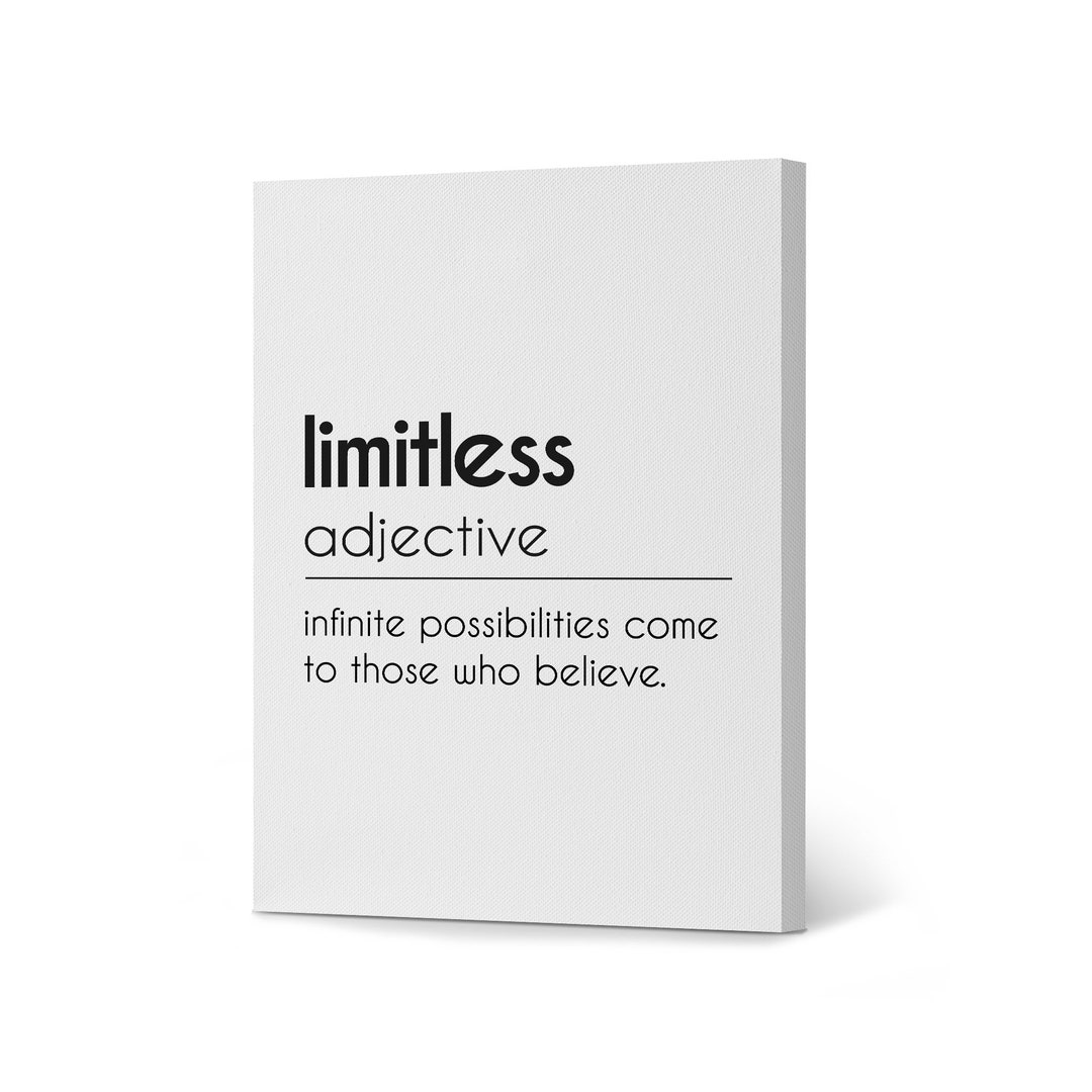 Limitless Definition Black and White Dictionary Canvas Wall Art Print ...