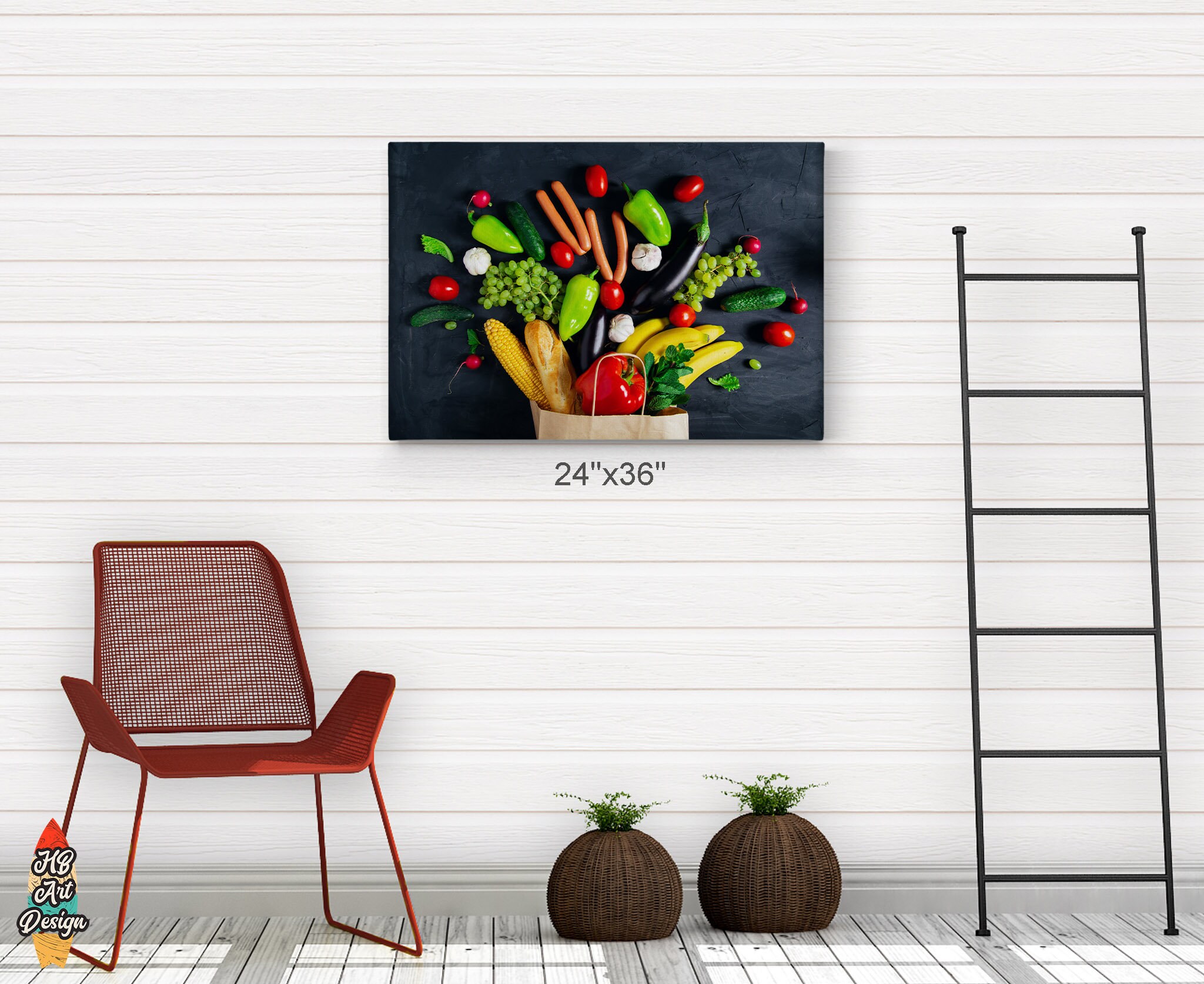 Colorful Vegetables and Fruits Rustic Kitchen Wall Decor | Etsy