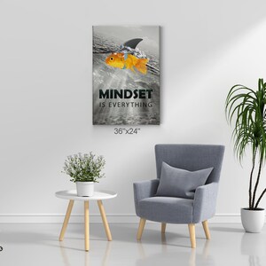Mindset Canvas Print Inspiartional Motivational Wall Art Black White ...