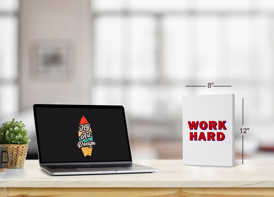 Work Hard Motivational Lettering Red Quote Canvas Wall Art Print ...