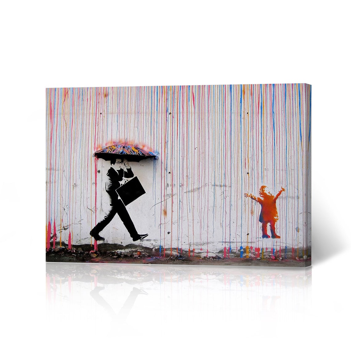 Child in the Colorful Rain Street Art Painting Mural Graffiti - Etsy