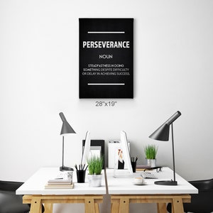 Perseverance Definition Black and White Lettering Canvas Wall Art Print ...