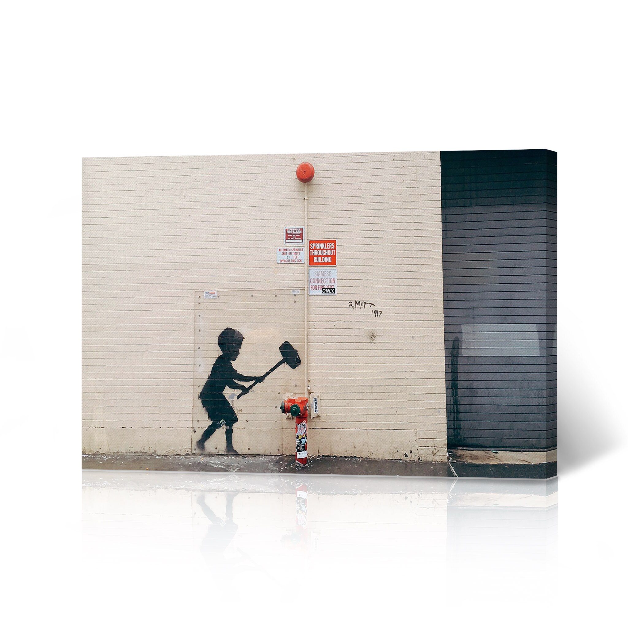 Banksy Wall Art Canvas Print Hammer Boy From Manhattan Artwork Living ...
