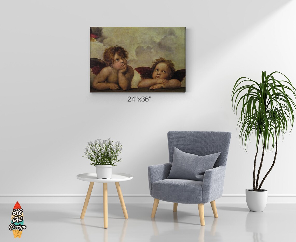 Raphael Art Putti Detail From the Sistine Madonna Canvas Wall - Etsy