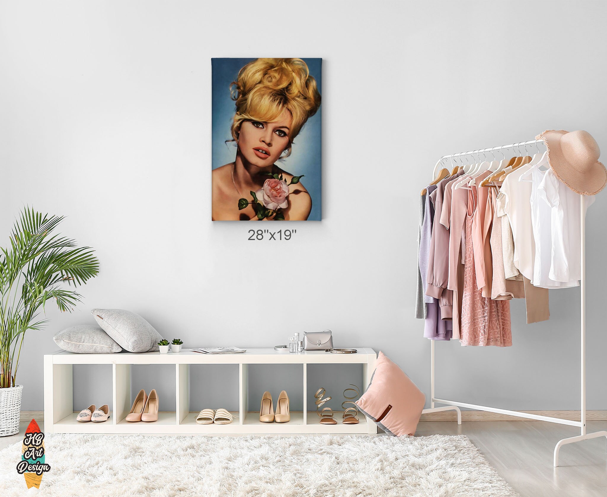 Lovely Portrait of Brigitte Bardot With Pink Rose Colored | Etsy