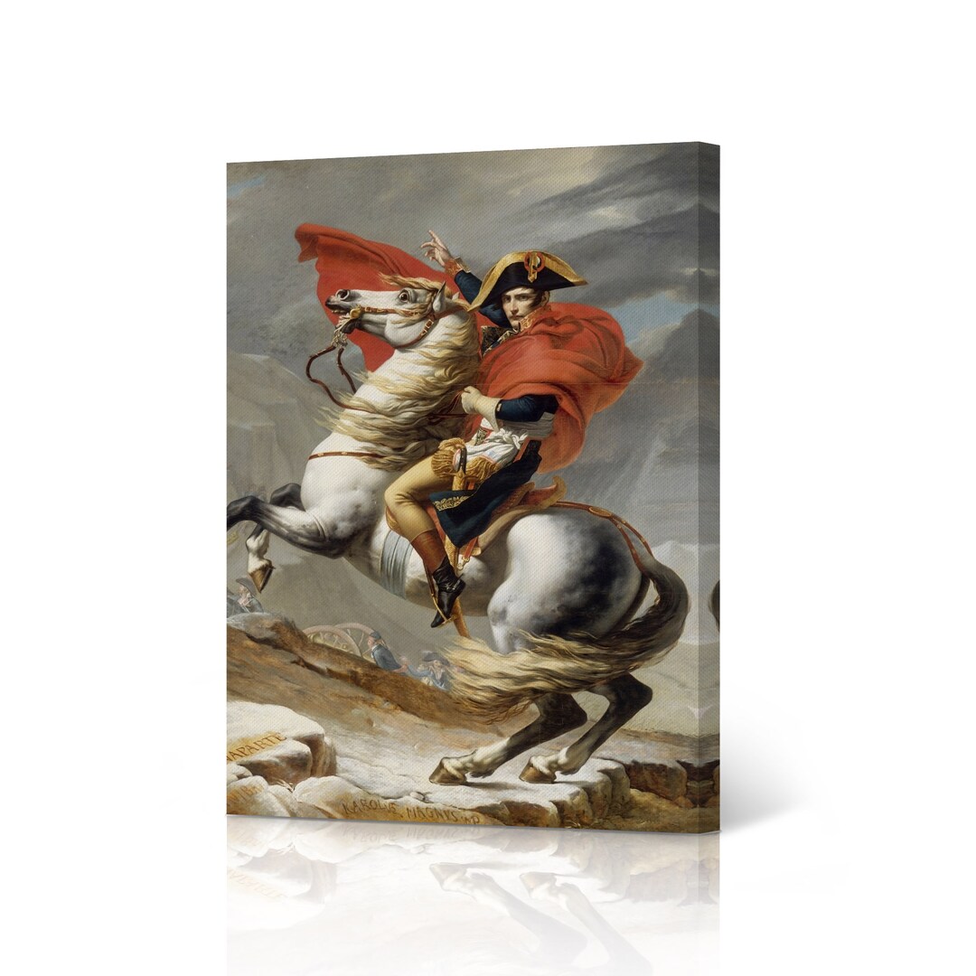 Napoleon Crossing the Alps, Jacques Louis David Canvas Wall Art Print ...