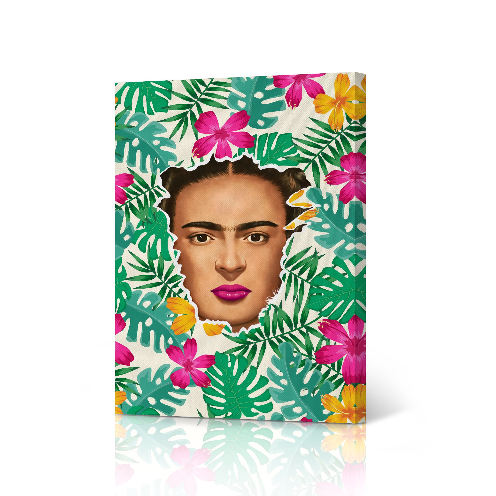 Frida Kahlo Canvas Wall Art Print Woman in Tropic Leaves and | Etsy