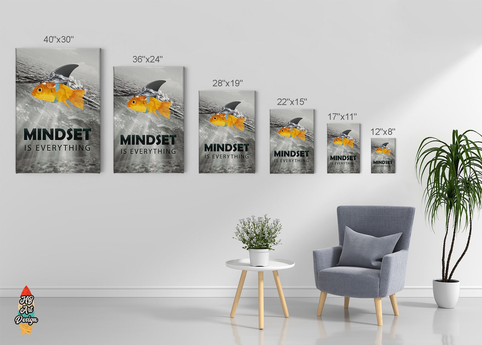 Mindset Canvas Print Inspiartional Motivational Wall Art Black - Etsy