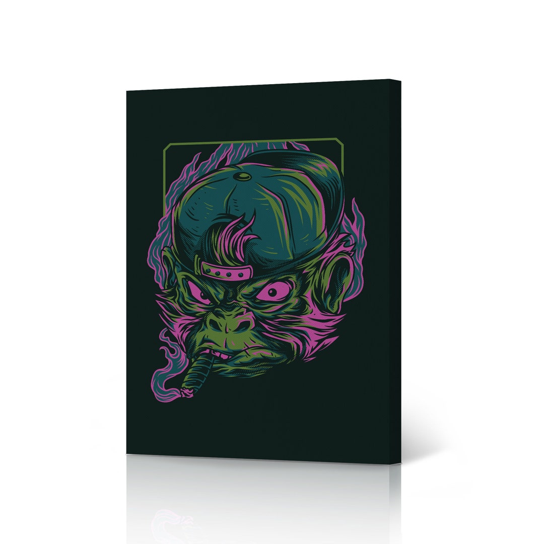 Monkey Smoking Marijuana Joint Psychedelic Smoke Weed Canvas Wall Art ...