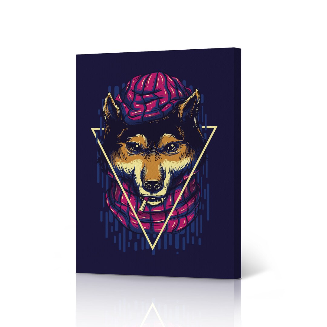 Wolf Smoking Cigarette Psychedelic Smoke Weed Canvas Wall Art Print ...
