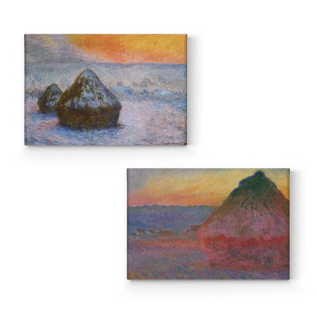 Haystacks Series Wheatstacks Claude Monet 2 Piece Set Canvas Wall Art ...
