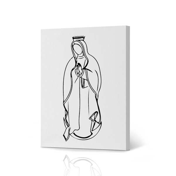 Virgin Mary Line Art Svg - Etsy