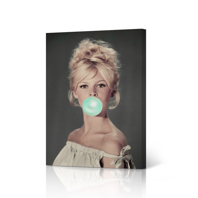 Brigitte Bardot Green Bubble Gum Chewing Gum Colored Portrait | Etsy