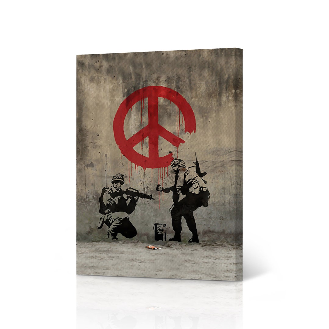 Banksy Wall Art Canvas Print Soldiers Painting CND Sign From London ...