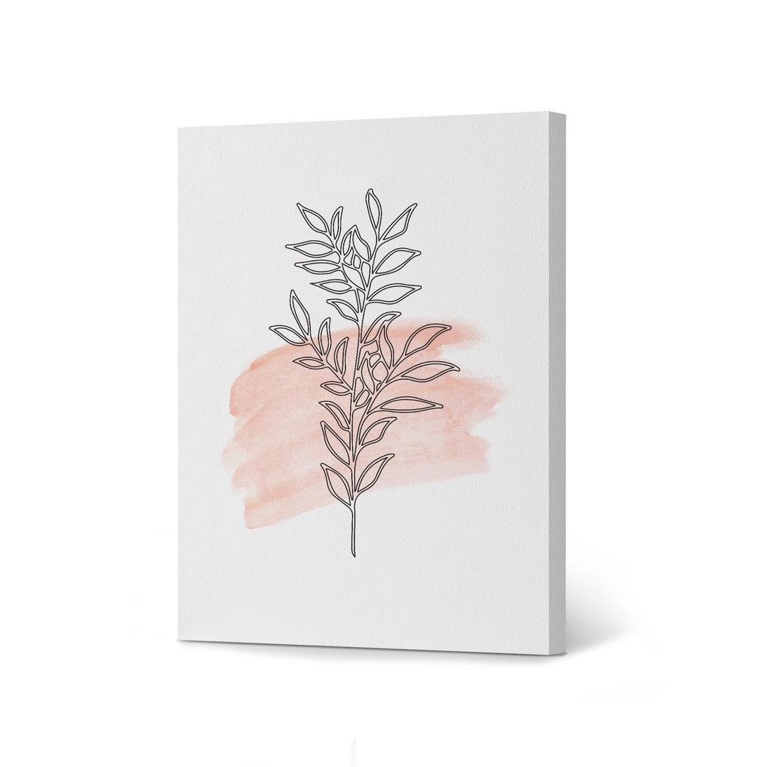 Minimalist Decor One Line Art Colorful Bough Drawing Watercolor ...